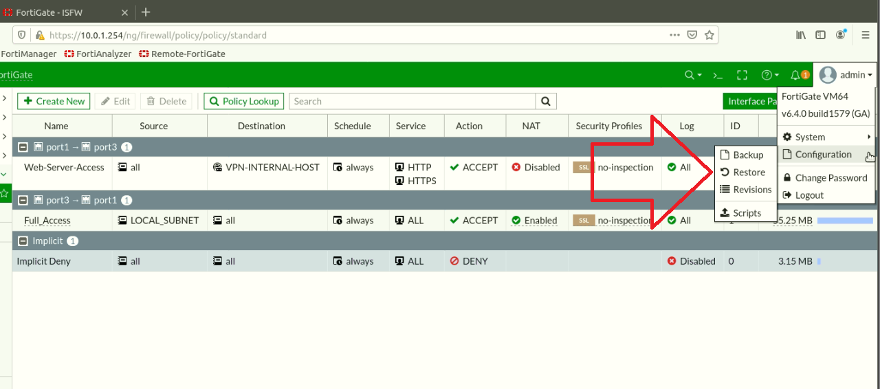 Creación de Backup en equipos FortiGate – DROQUEL